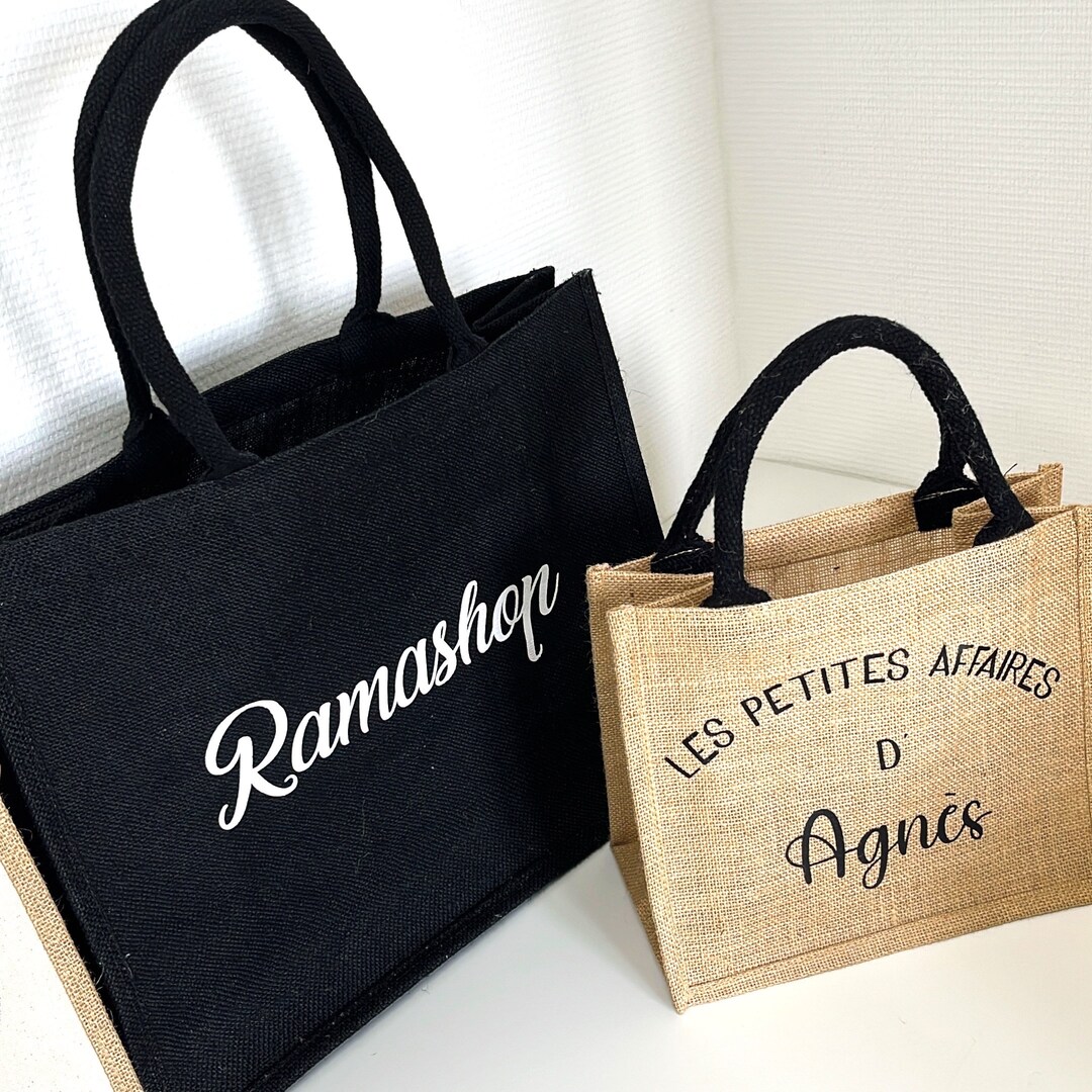 Personalized Black Burlap Bag Personalized Black Tote Bag Tote Bag - Etsy