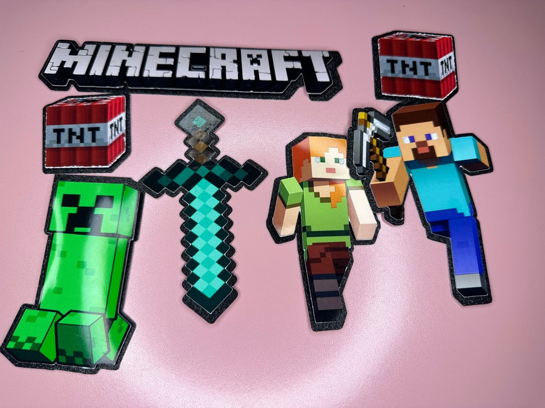Custom Minecraft Cake Topper Set Double Layered Topper Minecraft ...