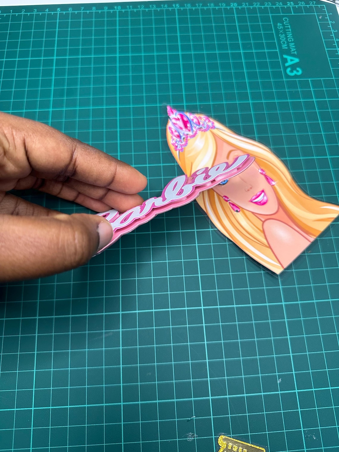 Barbie Cake Topper Set Barbie Head Barbie Logo 3d Topper Perfect for a ...