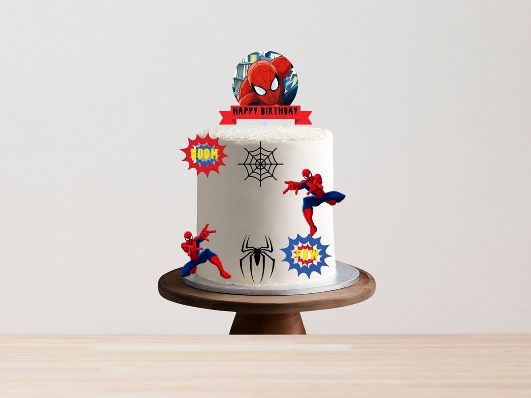 Spiderman Cake Topper Bundle 2 Spider Webs, 2 Spiderman, 2 Spiders ...