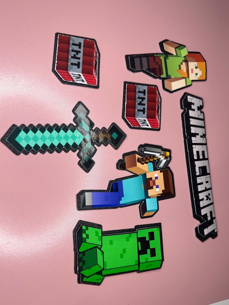 Custom Minecraft Cake Topper Set | Double Layered Topper | Minecraft ...