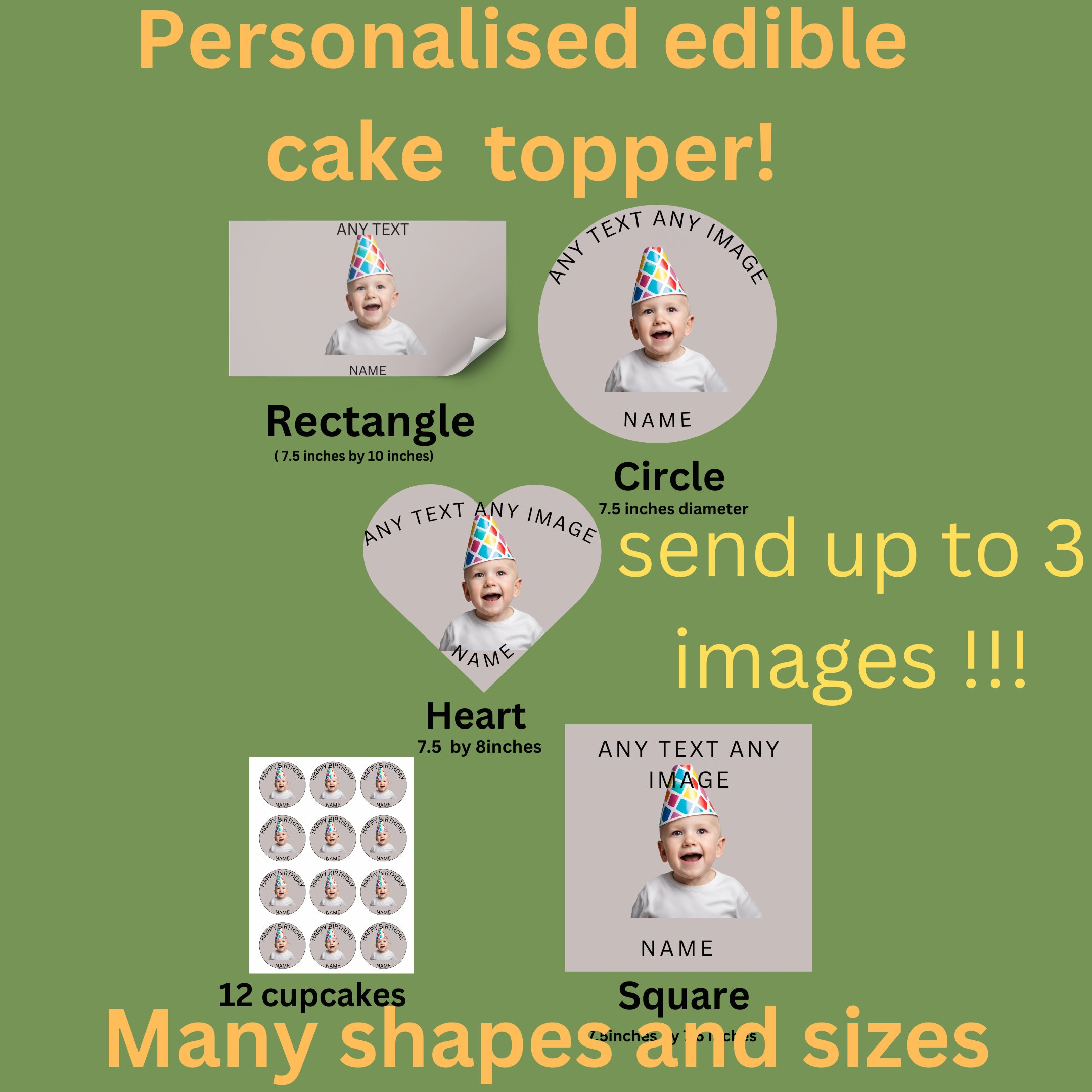 Personalised Edible Cake Topper| Premium Icing Sheet Print | Wafer ...