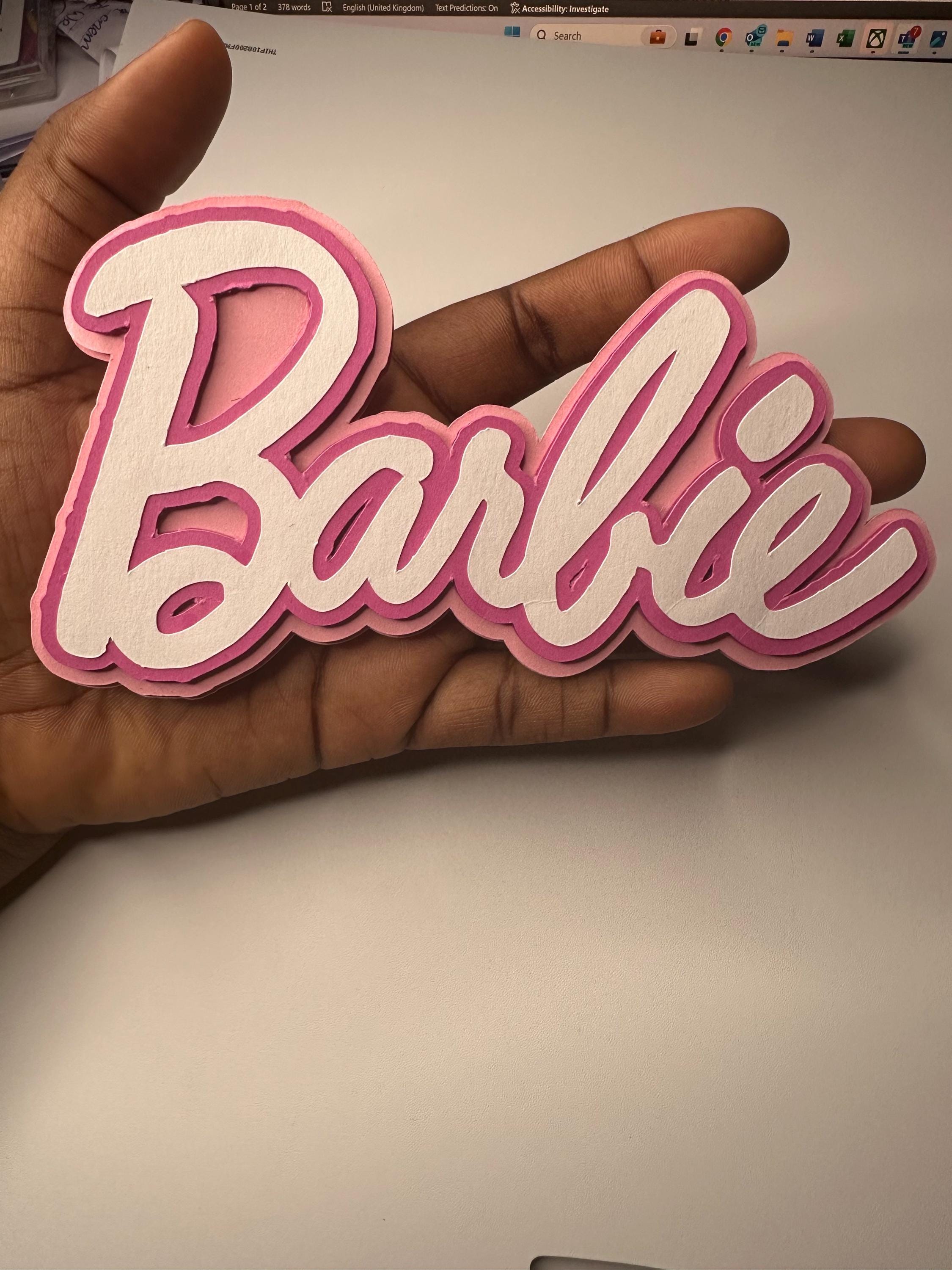 Barbie Cake Topper Set Barbie Head Barbie Logo 3d Topper Perfect for a ...