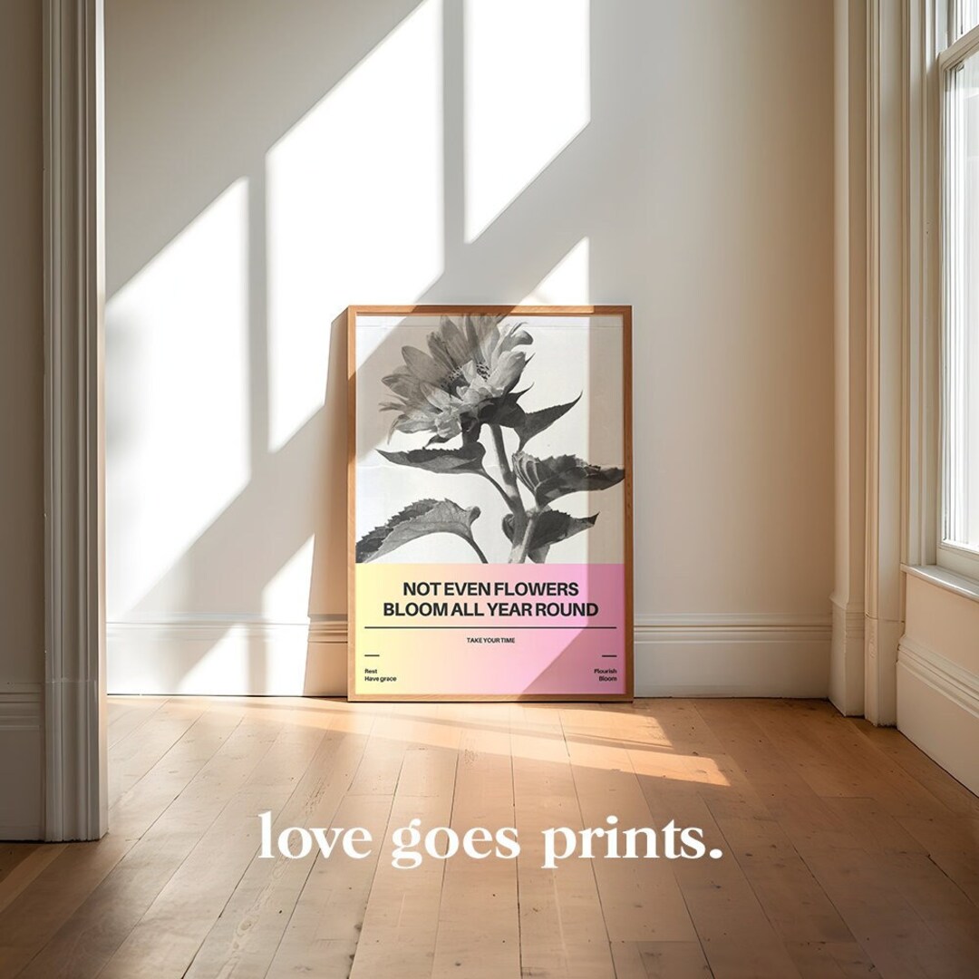 Pastel Flower Poster Digital Printable Poster Inspirational Quote Home ...