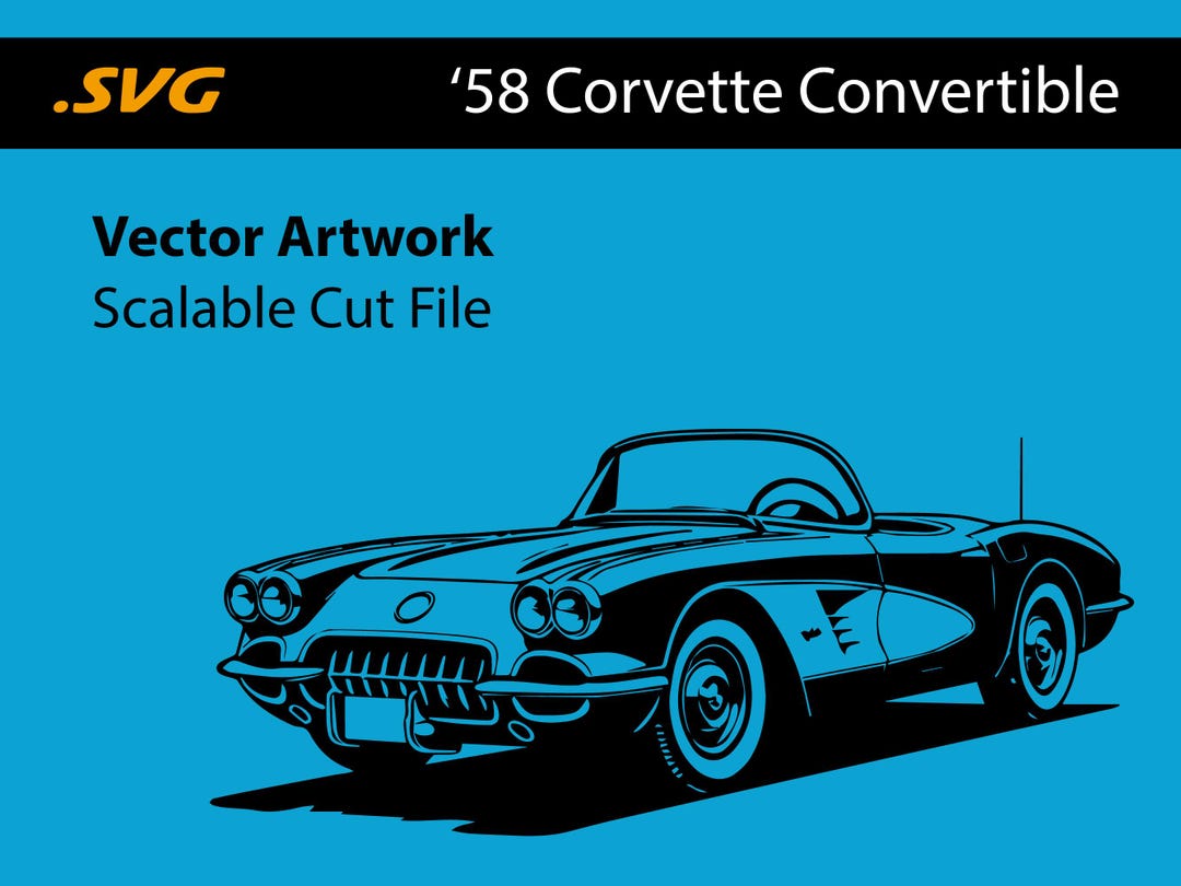 1958 Corvette Convertible SVG Vector Cut File - Etsy