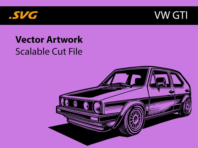 Volkswagen GTI Illustration Vector Svg Cut File - Etsy