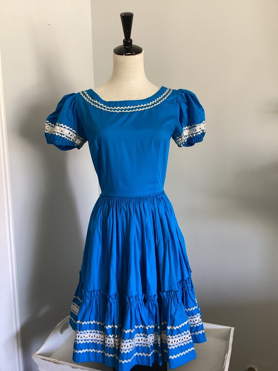 Vintage western ric rac puff sleeve patio dress - Gem