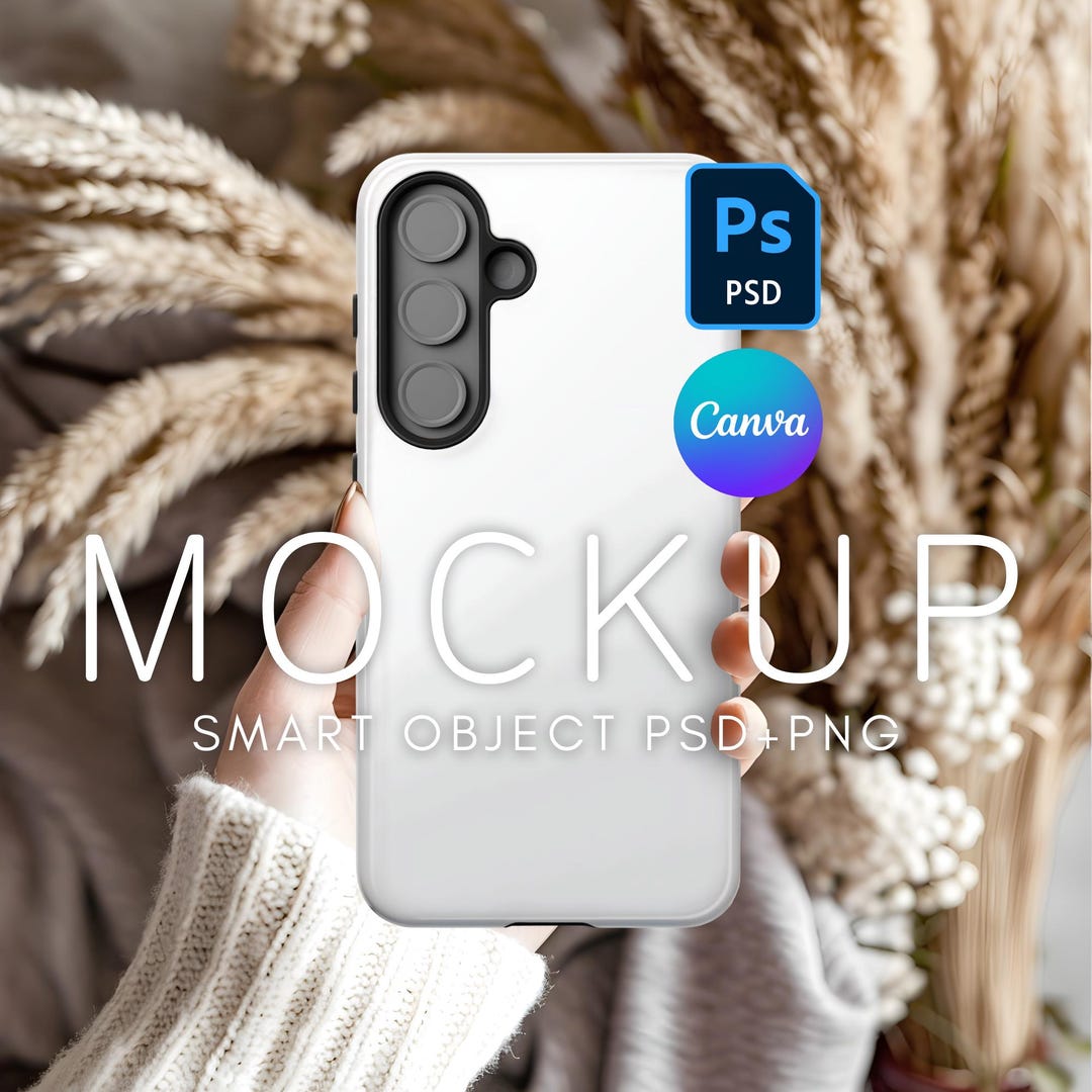 Samsung S25 Mockup, Tough Case Mockup, PSD Mockup, Canva Phone Mockup ...