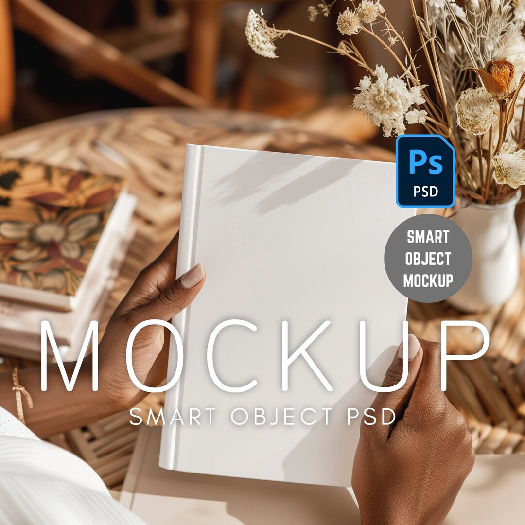 Hardcover Journal Mockup, Book Cover Template, A5 Journal, Smart Object ...