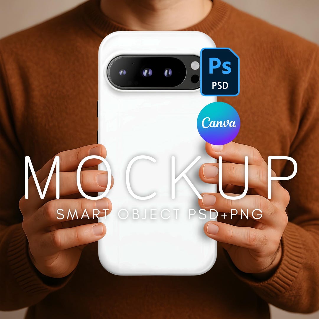 Google Pixel 9 Pro Case Mockup, Phone Case Template, PSD Mockup, Canva ...