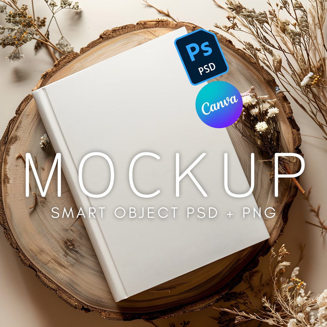 Hardcover Journal Mockup, Book Cover Template, A5 Journal, Smart Object ...