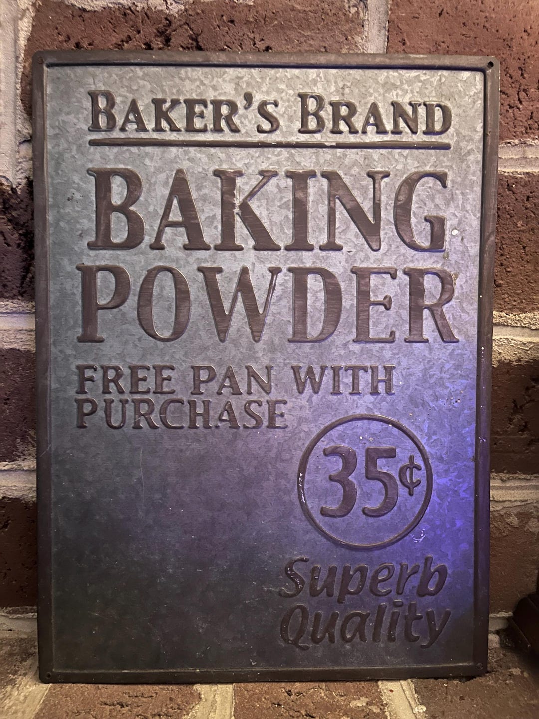 Vintage Advertising Sign / Bakers Brand Baking Powder / Farmhouse ...