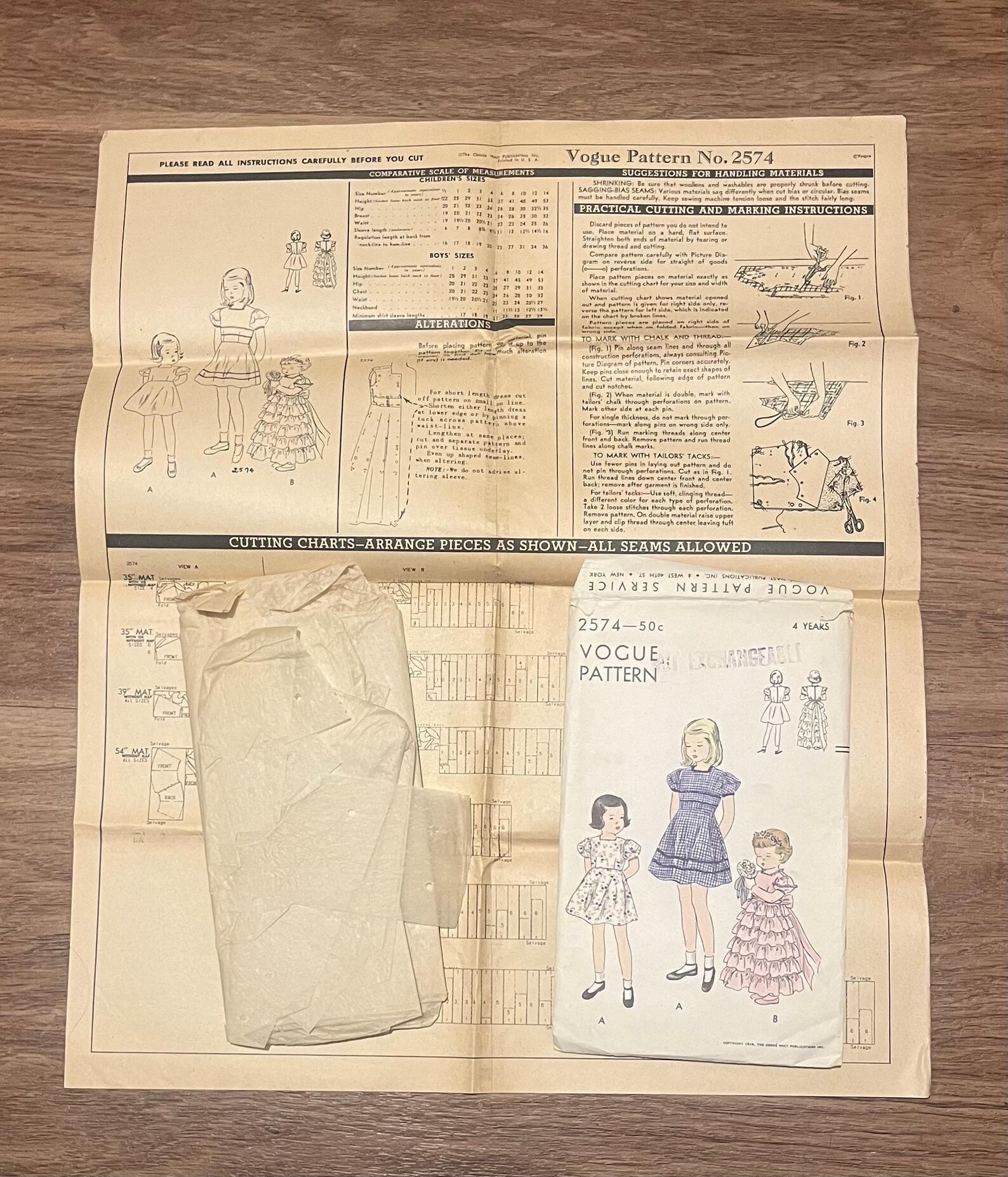 Vogue Children’s Dress Sewing Pattern #2574 Vintage 1949 Size 4 Pretty ...