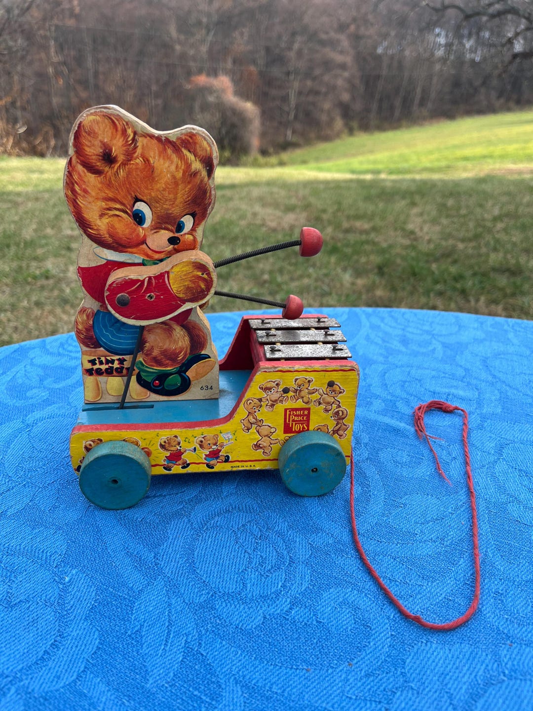 Fisher Price 1955 Original Vintage Tiny Teddy 634 String Pull Toy 1950s ...