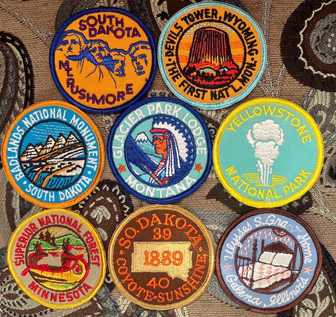 Vintage Embroidered US Travel Round Sew on Patches Choice Mt. Rushmore ...