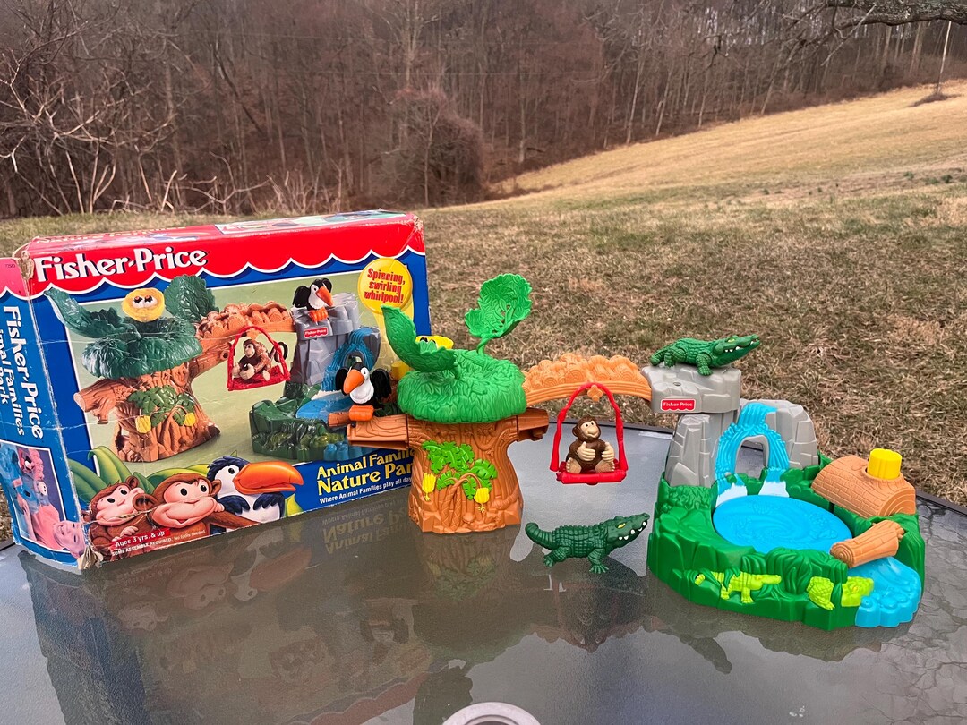 Vintage 1998 Fisher Price Animal Families Nature Park Playset W/ Box ...