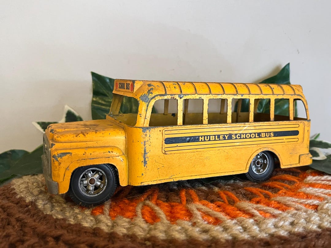 Vintage Hubley Pressed Steel School Bus 1950’s 1960’s Metal Rustic Toys ...