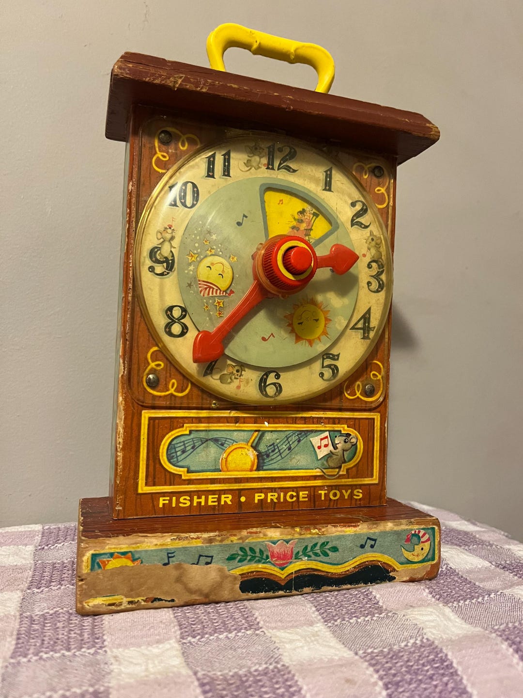 1962 Tick Tock Teaching Clock Vintage Fisher Price Learning Clock Wind ...