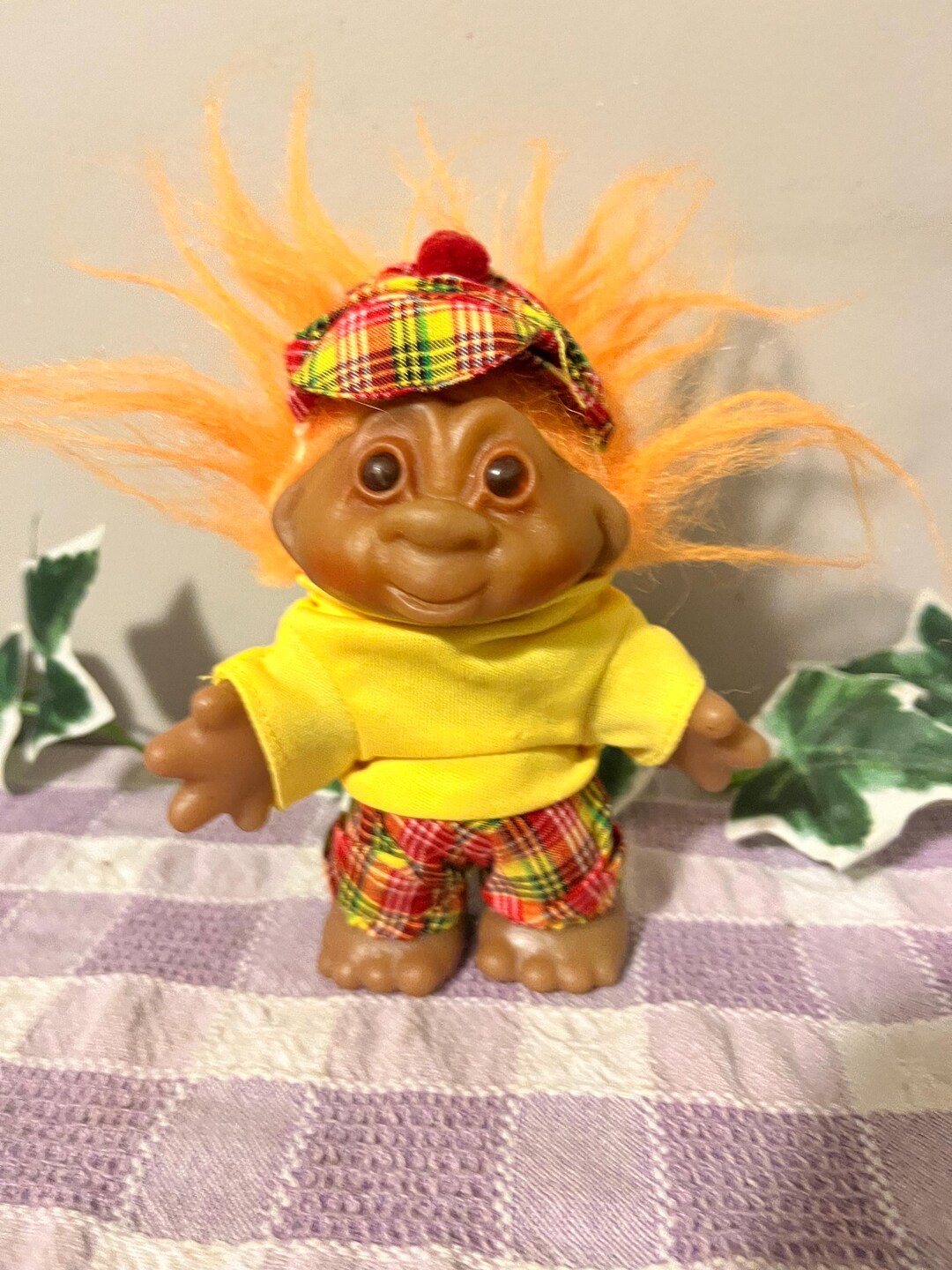 Vintage 1986 Thomas Dam Original Troll Doll Plaid Golf Scottish Outfit ...