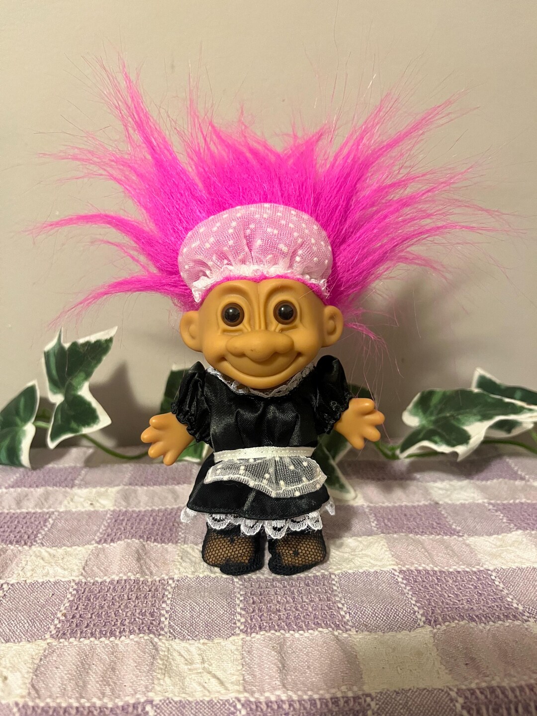 Vintage Original 1990’s Troll Doll Pink Hair French Maid Uniform Retro ...