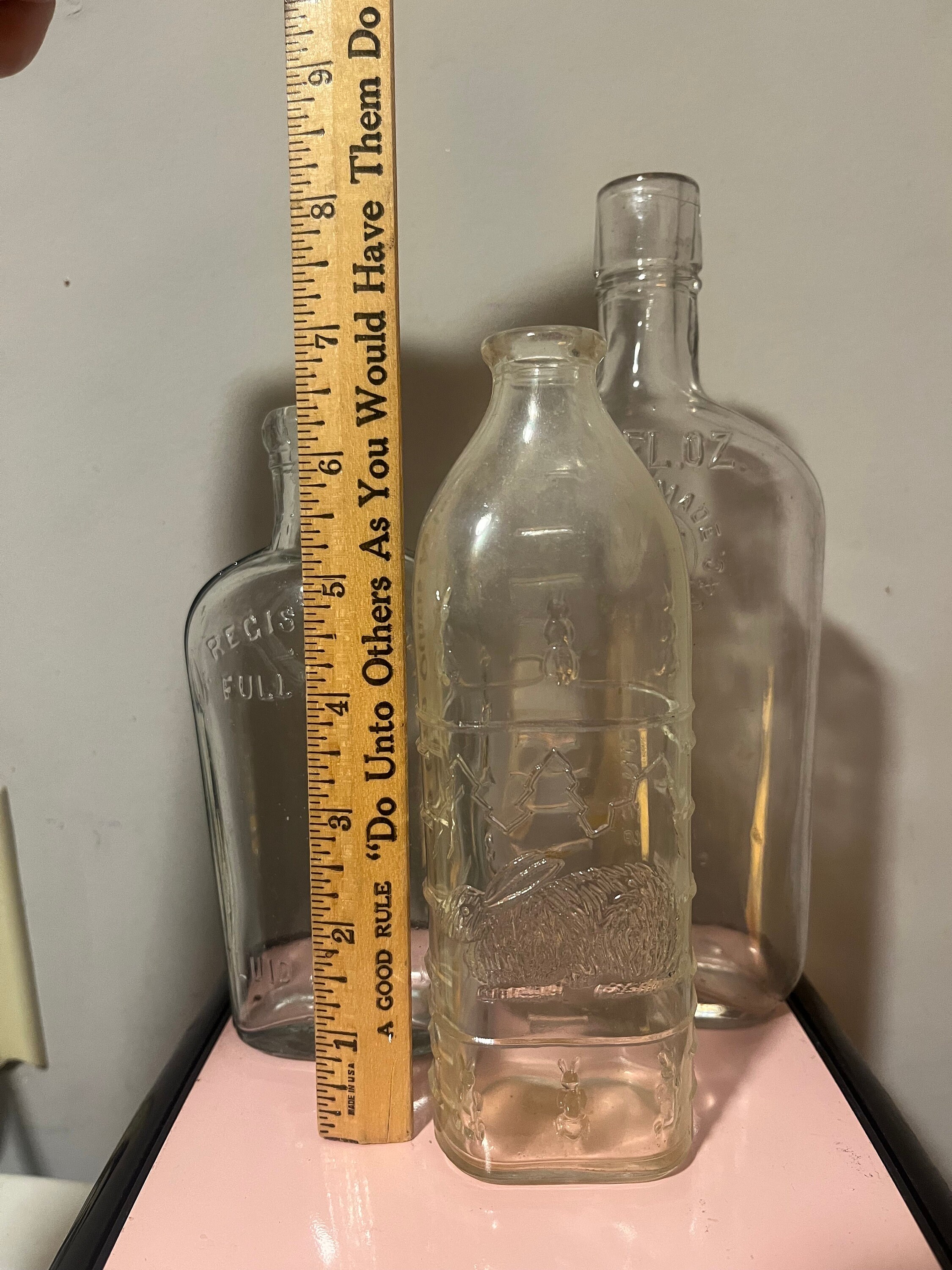 Antique Vintage Glass Bottles 3 Apothecary Medicine Jars Bunny Pint ...