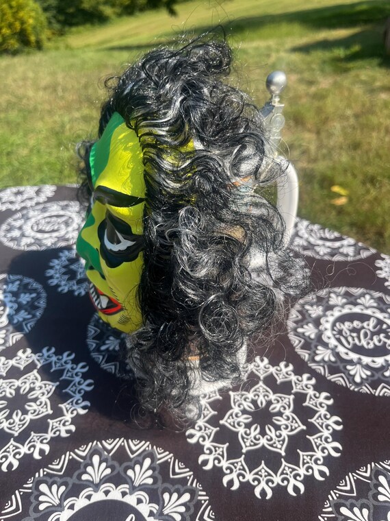 Vintage 70s/80s Plastic Halloween Mask Green Yellow V… - Gem