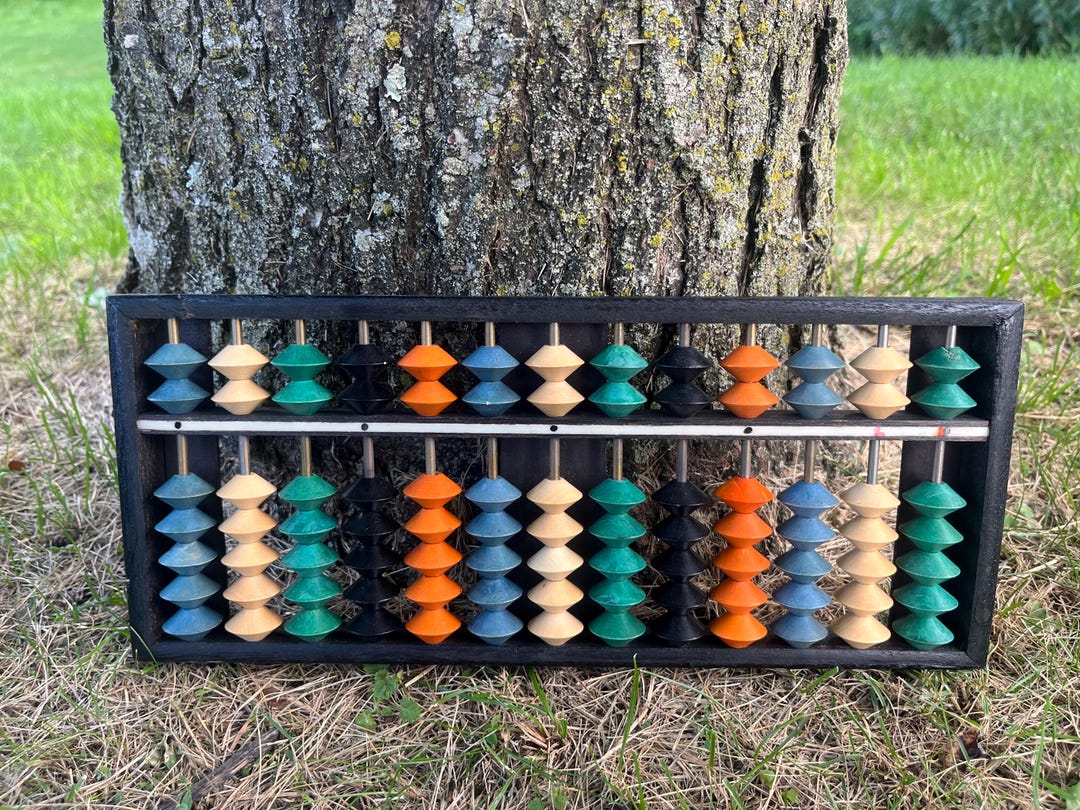 Vintage Japanese Wood Soroban 9 Row Multi Color Wood Abacus Mathmatics ...