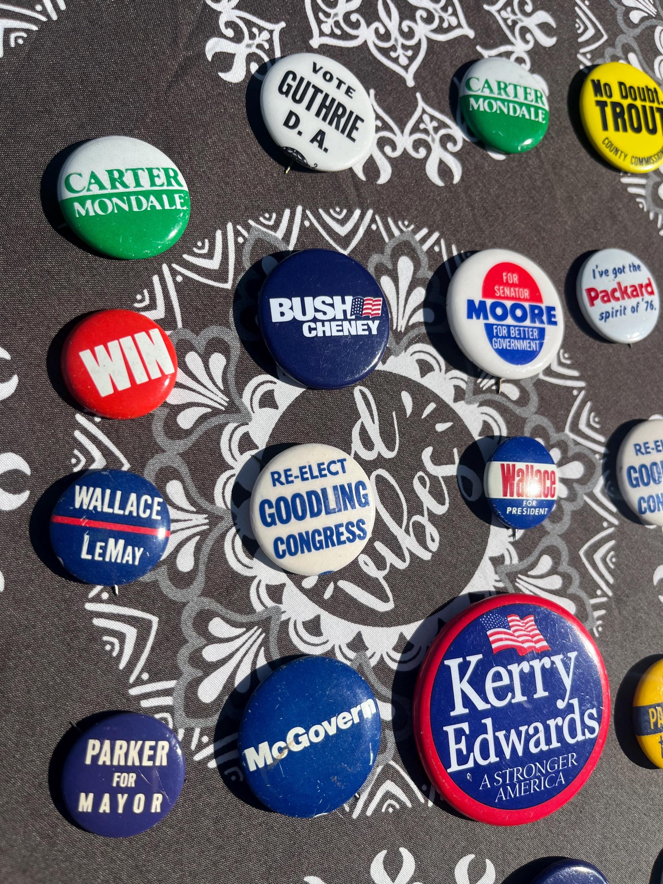 38 Vintage Political Campaign Pins Pin Bsck Buttons 60’s 70’s 80’s 90’s ...