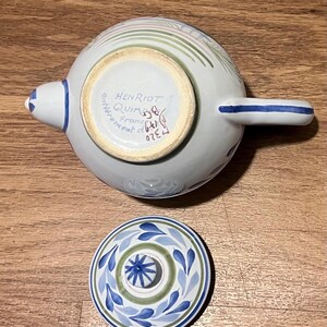 Vintage Henriot Quimper France Teapot Tea Kettle Rooster White Blue ...