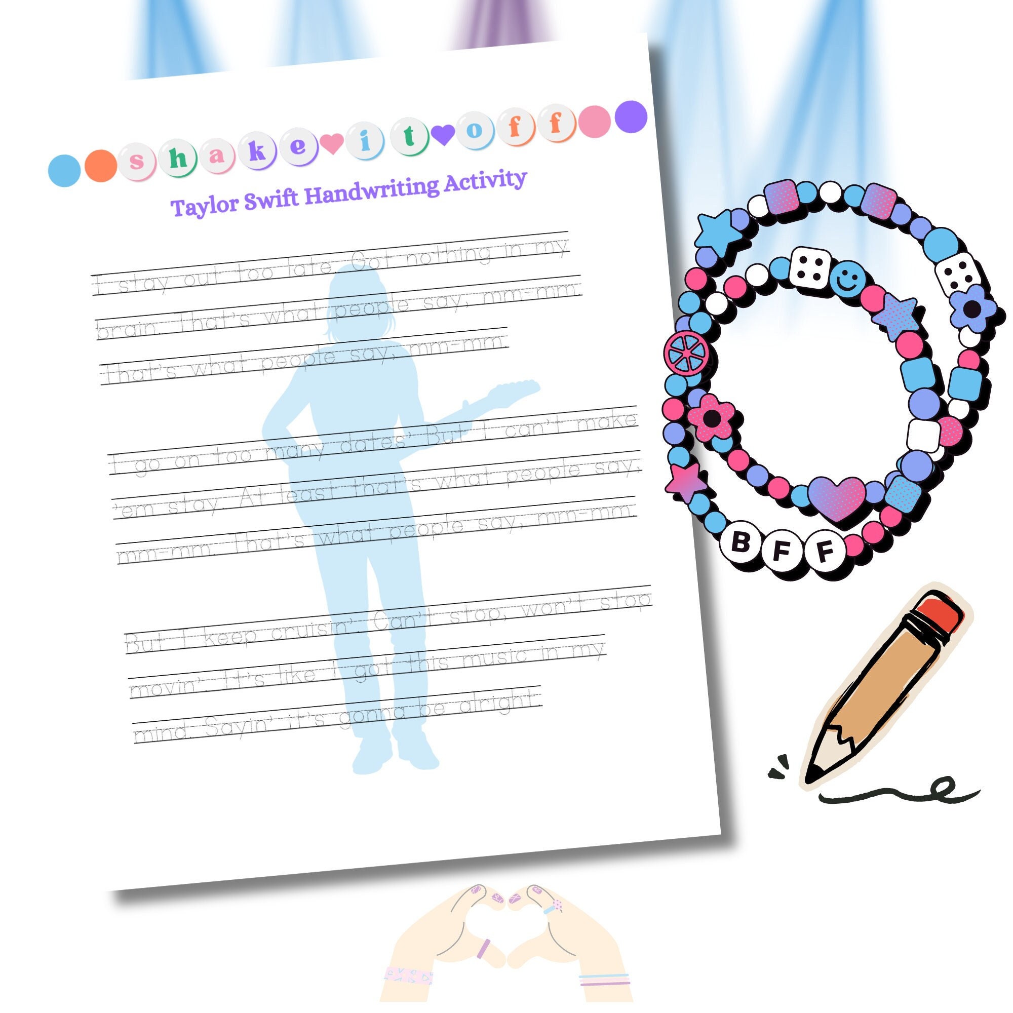Taylor Swift's Shake It off Handwriting Activity Sheet - Etsy