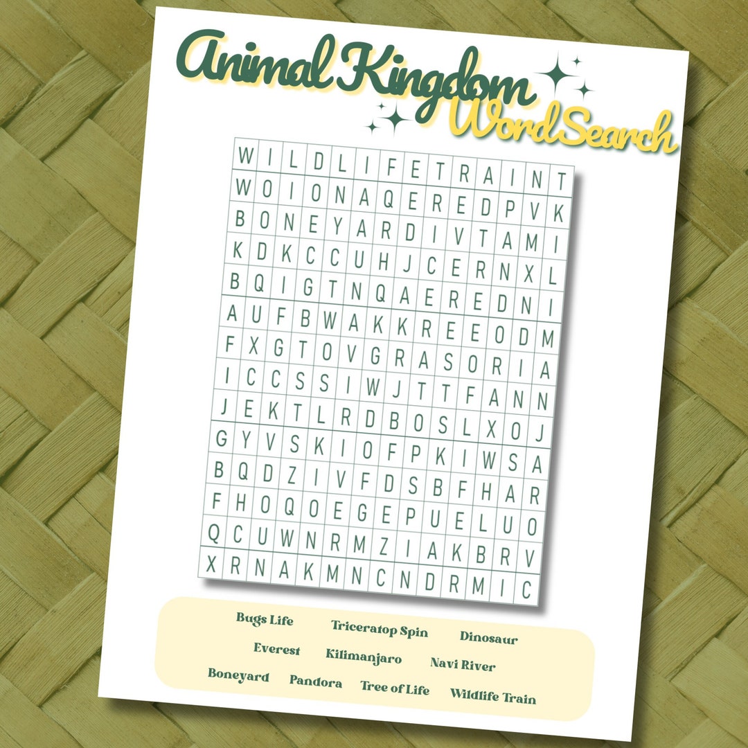Animal Kingdom Word Search - Etsy