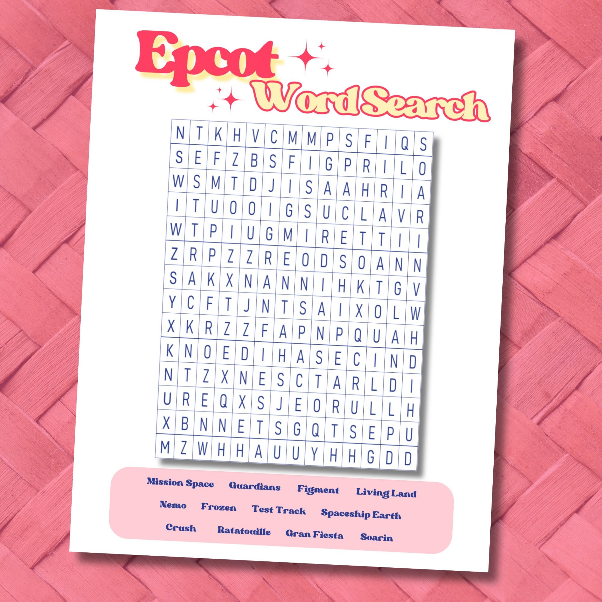 Epcot Word Search - Etsy