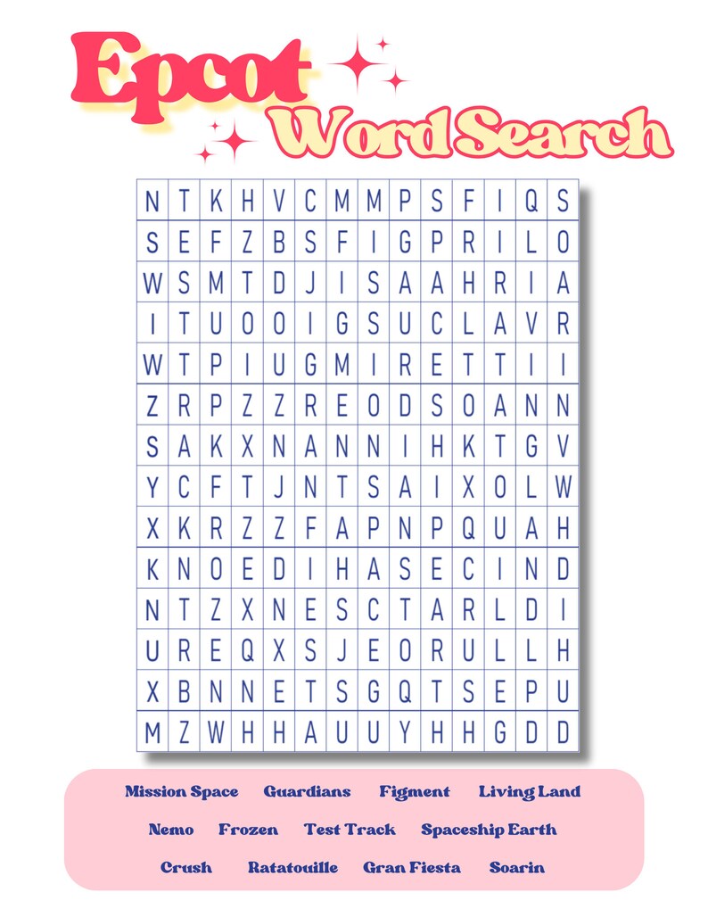 Epcot Word Search - Etsy