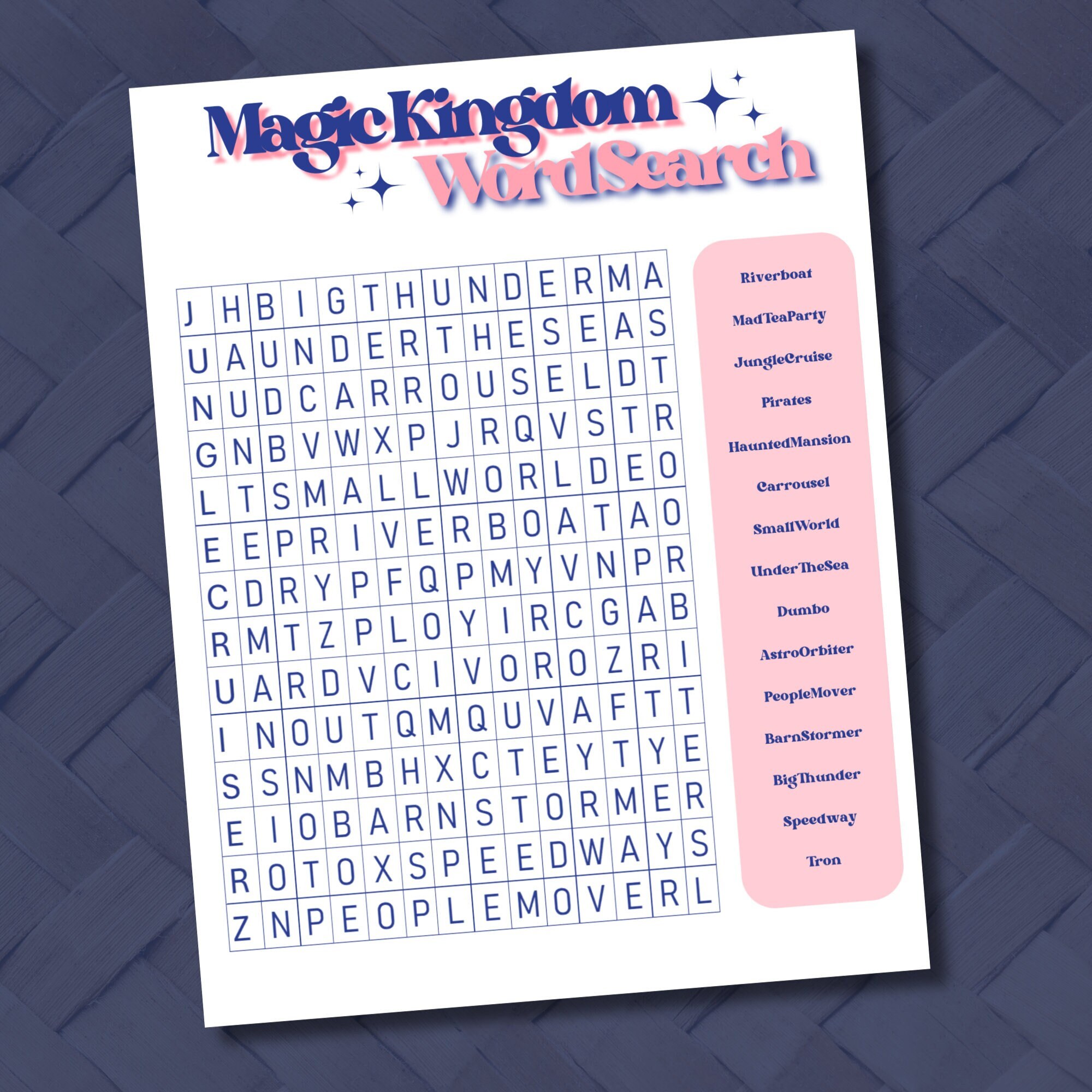 Magic Kingdom Word Search - Etsy