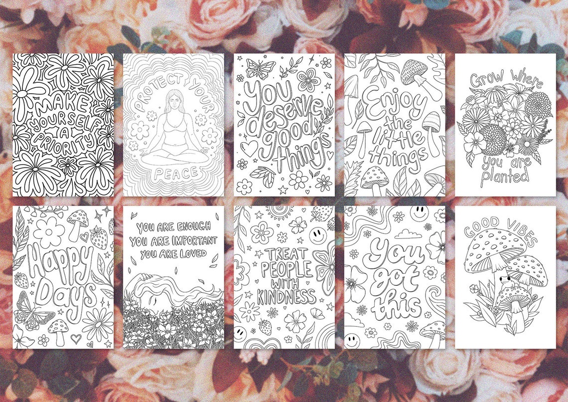 20 Positive Affirmations Colouring Pages Digital Download - Etsy