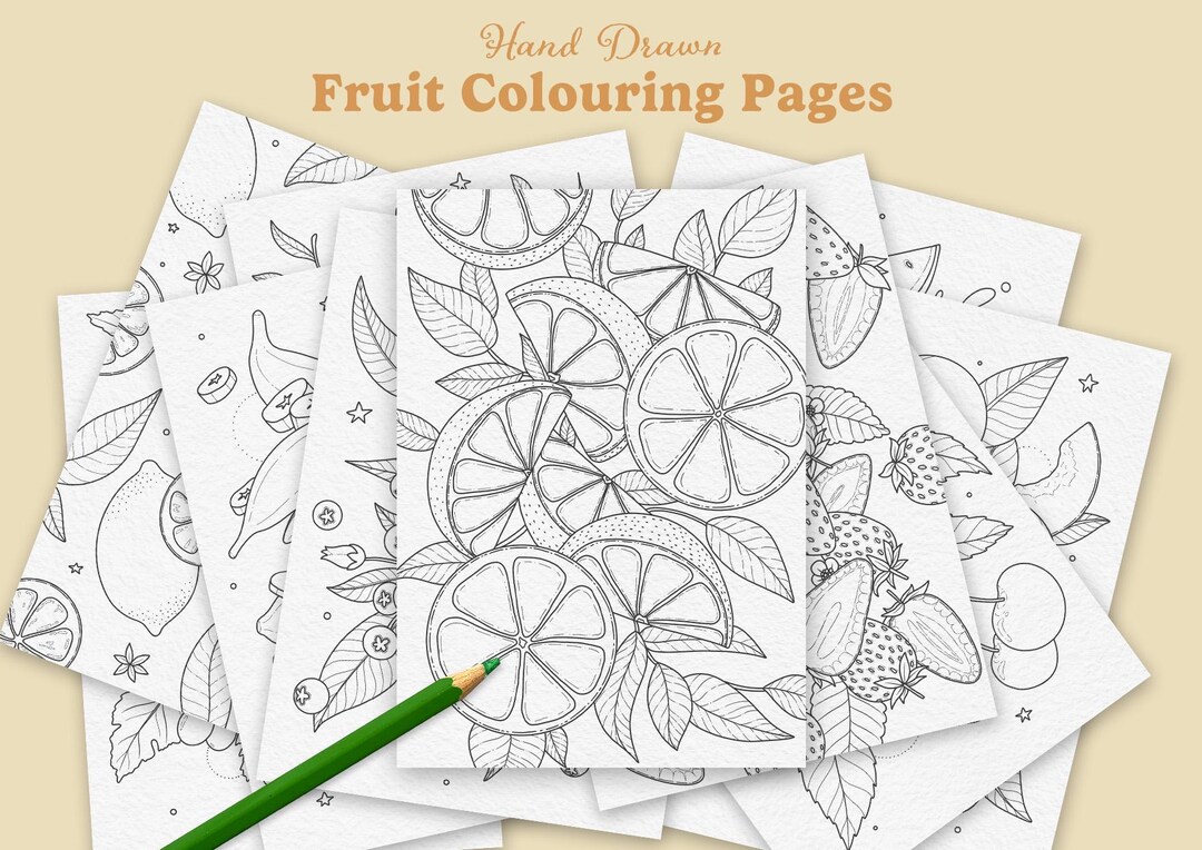 Hand Drawn Fruit Colouring Pages | 10 Pages | Digital Download ...