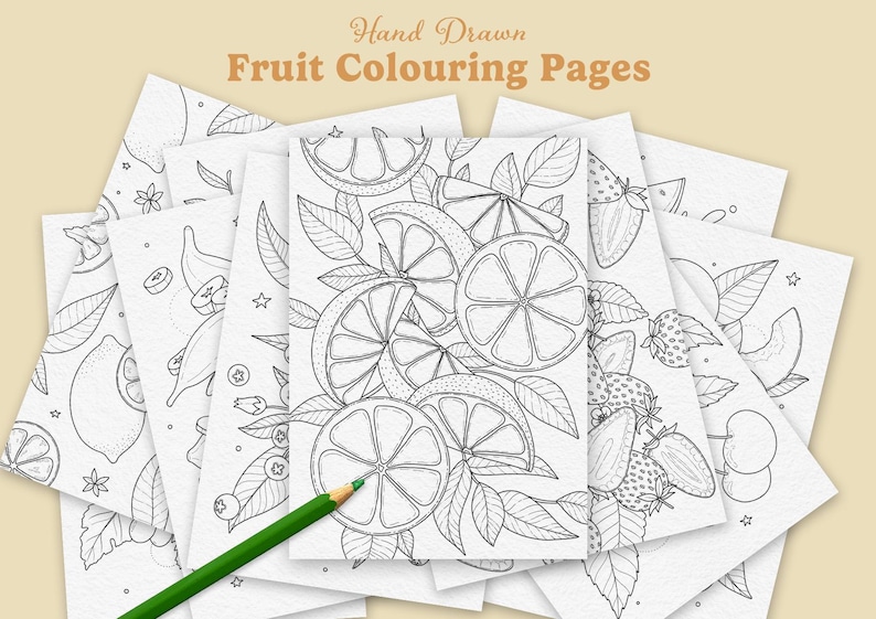 Hand Drawn Fruit Colouring Pages | 10 Pages | Digital Download ...
