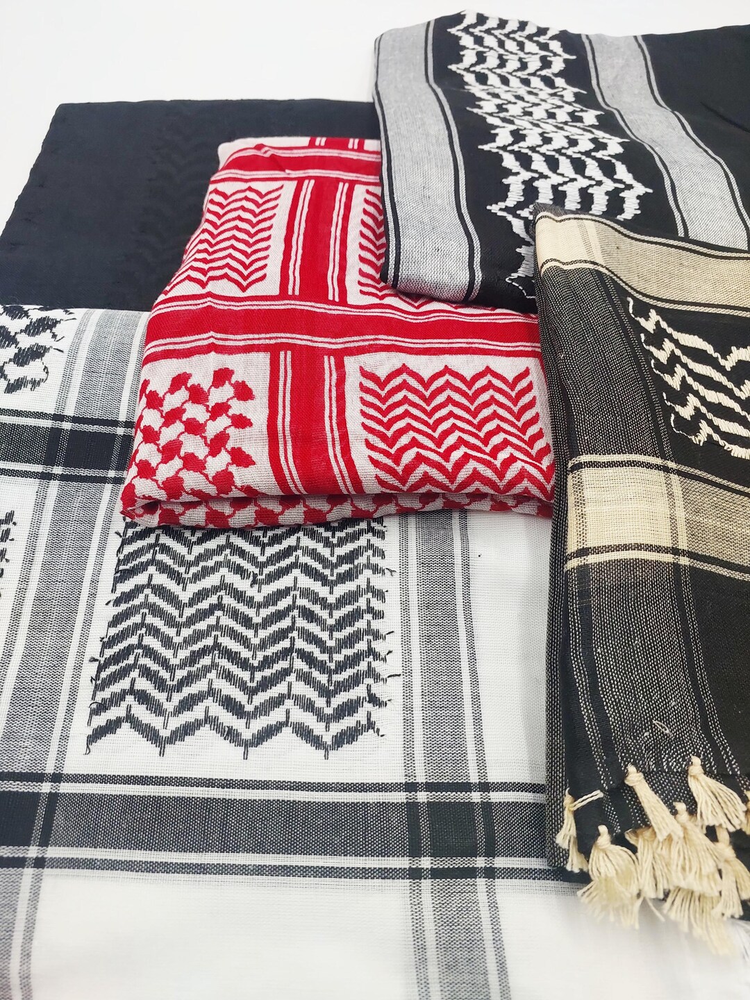 Palestinian Keffiyeh Scarf, Traditional Woven Shemagh, Cotton Arafat ...