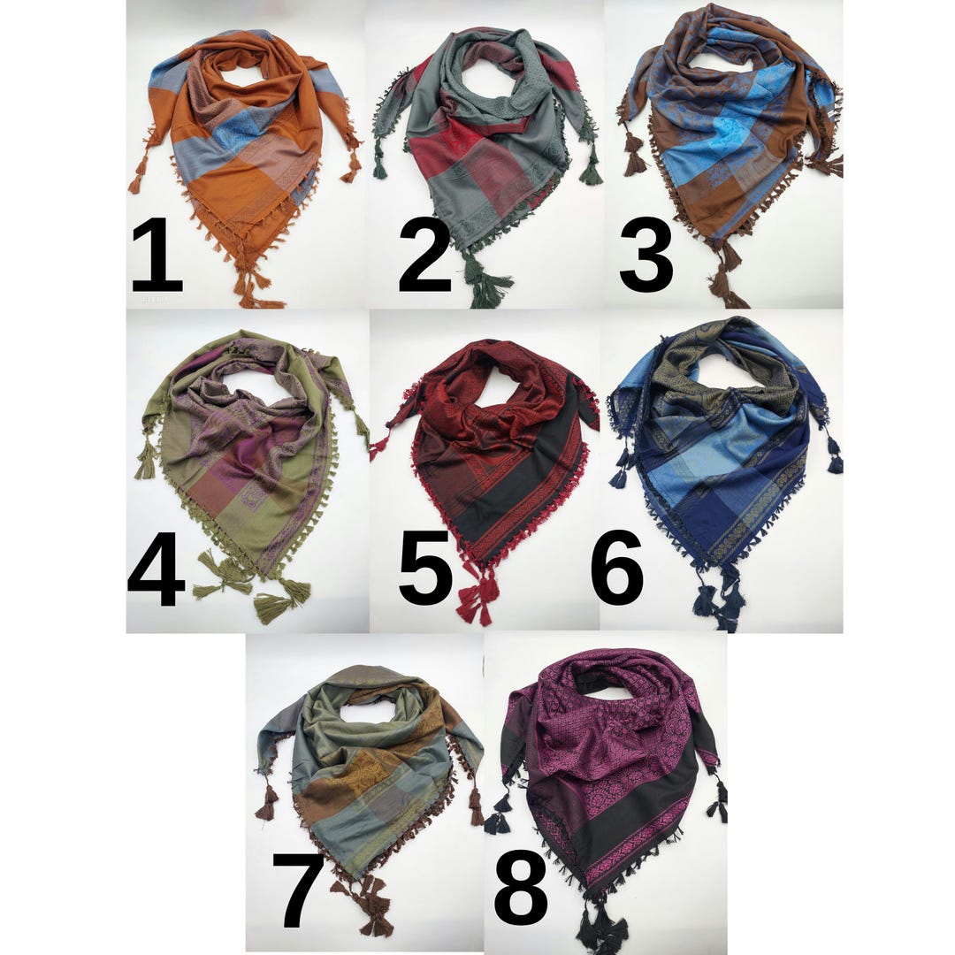 Keffiyeh Palestinian Scarf Style,traditional Shemagh With Tassels ...