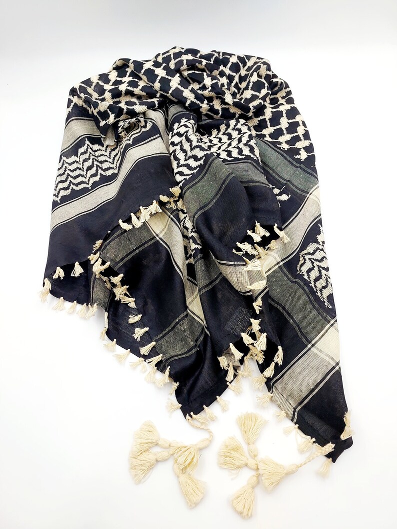 Keffiyeh Palestinian Scarf Style,traditional Shemagh With Tassels ...