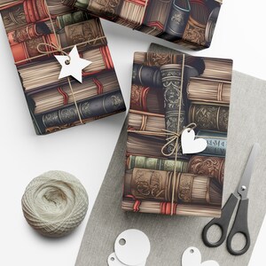 Special Book Wrapping Paper, Holiday Librarian Gift Wrap, Bookworm ...