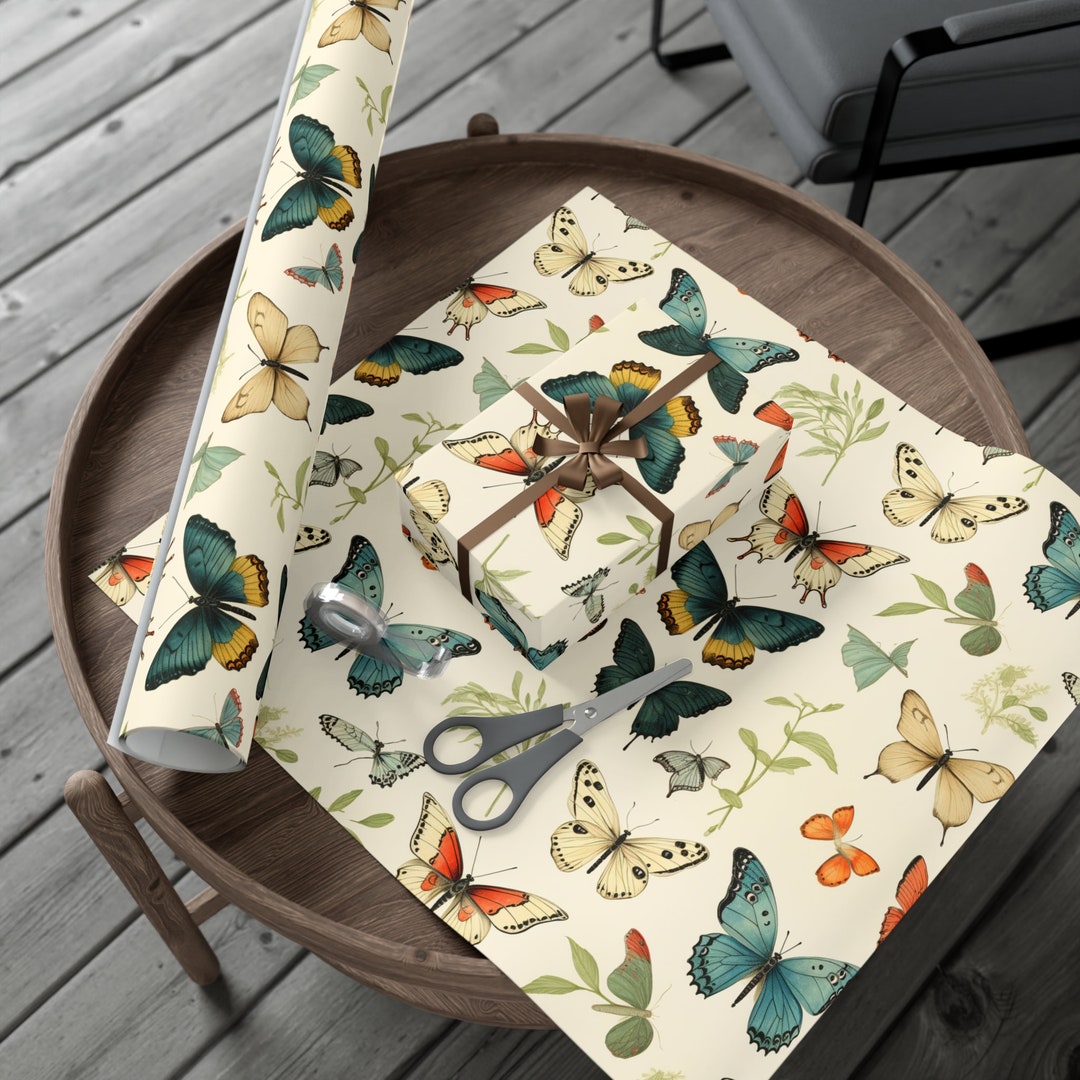 Butterfly Wrapping Paper, Vintage Monarch Garden Gift Wrap - Etsy