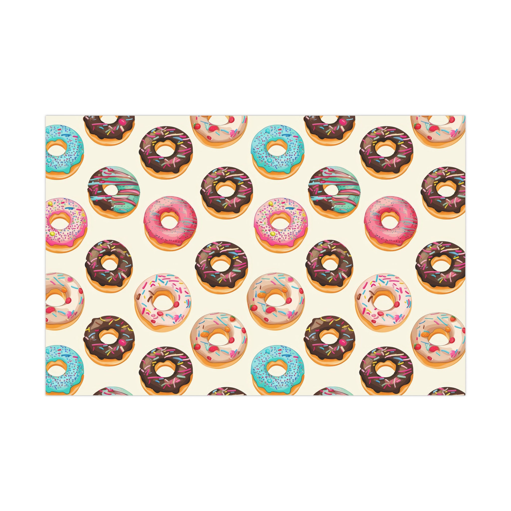 Donuts Wrapping Paper, Donut Gift Wrap Roll, Chocolate Donut Wrapping ...
