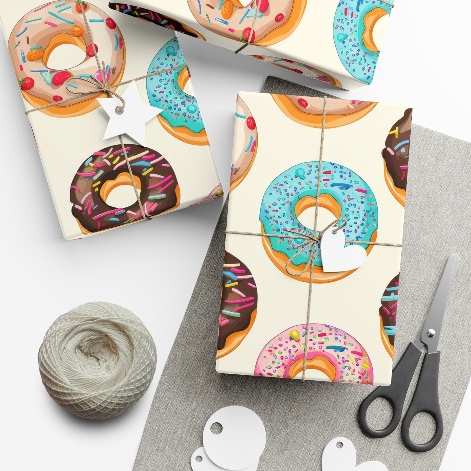 Donuts Wrapping Paper, Donut Gift Wrap Roll, Chocolate Donut Wrapping ...