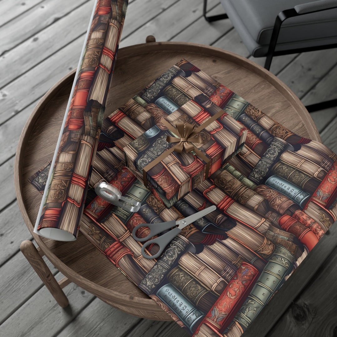 Special Book Wrapping Paper, Holiday Librarian Gift Wrap, Bookworm ...