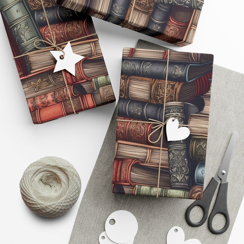 Special Book Wrapping Paper, Holiday Librarian Gift Wrap, Bookworm ...