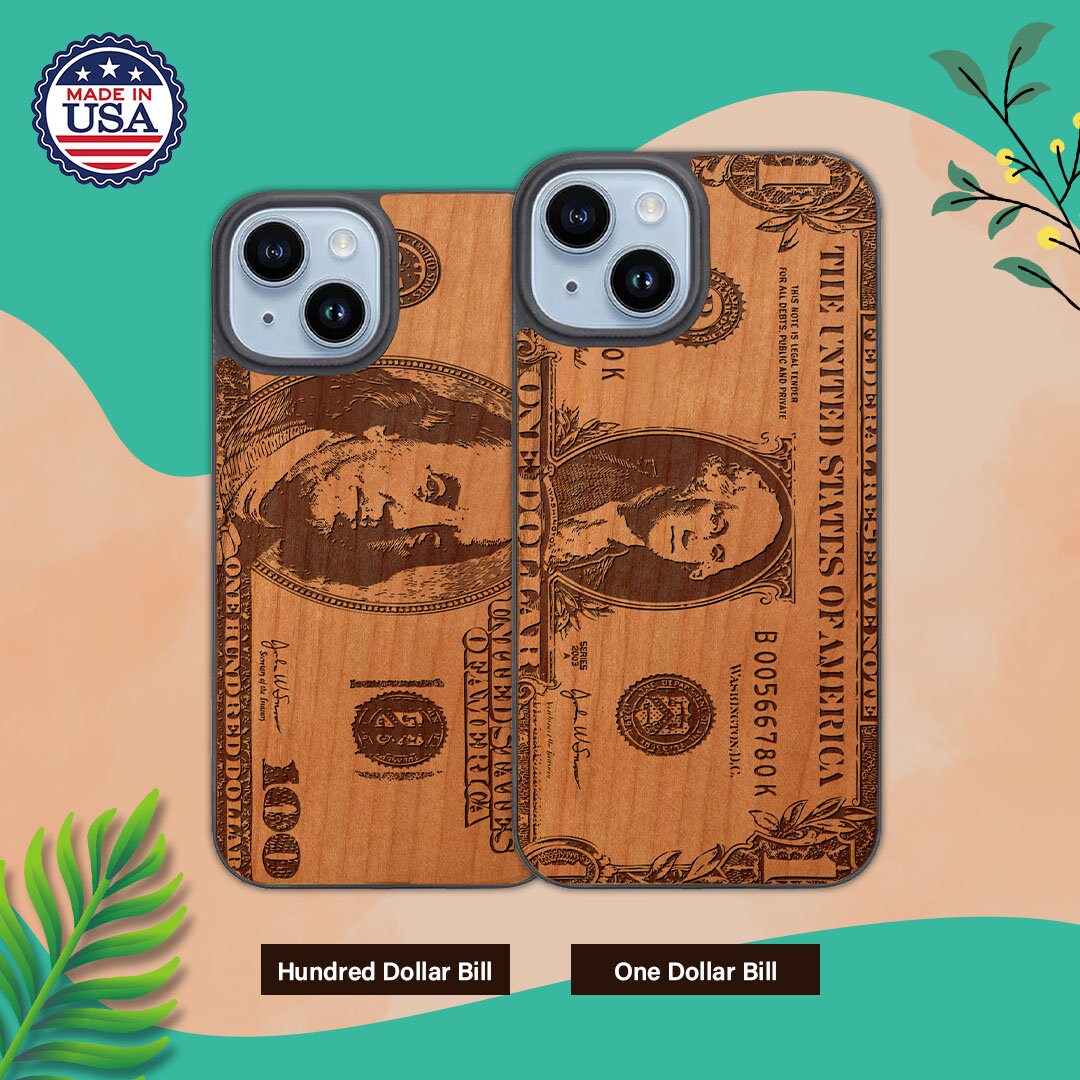 OTTOPRO Premium Cherry Wood Case - Dollar Pattern - Money - Engraved ...