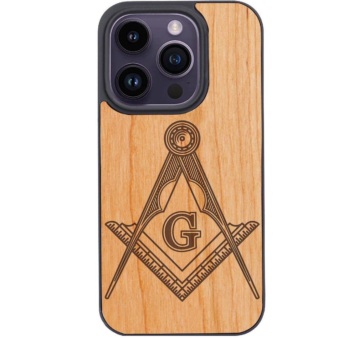 OTTOPRO Premium Cherry Wood Case - Masonic Emblem - Engraved - Magsafe ...