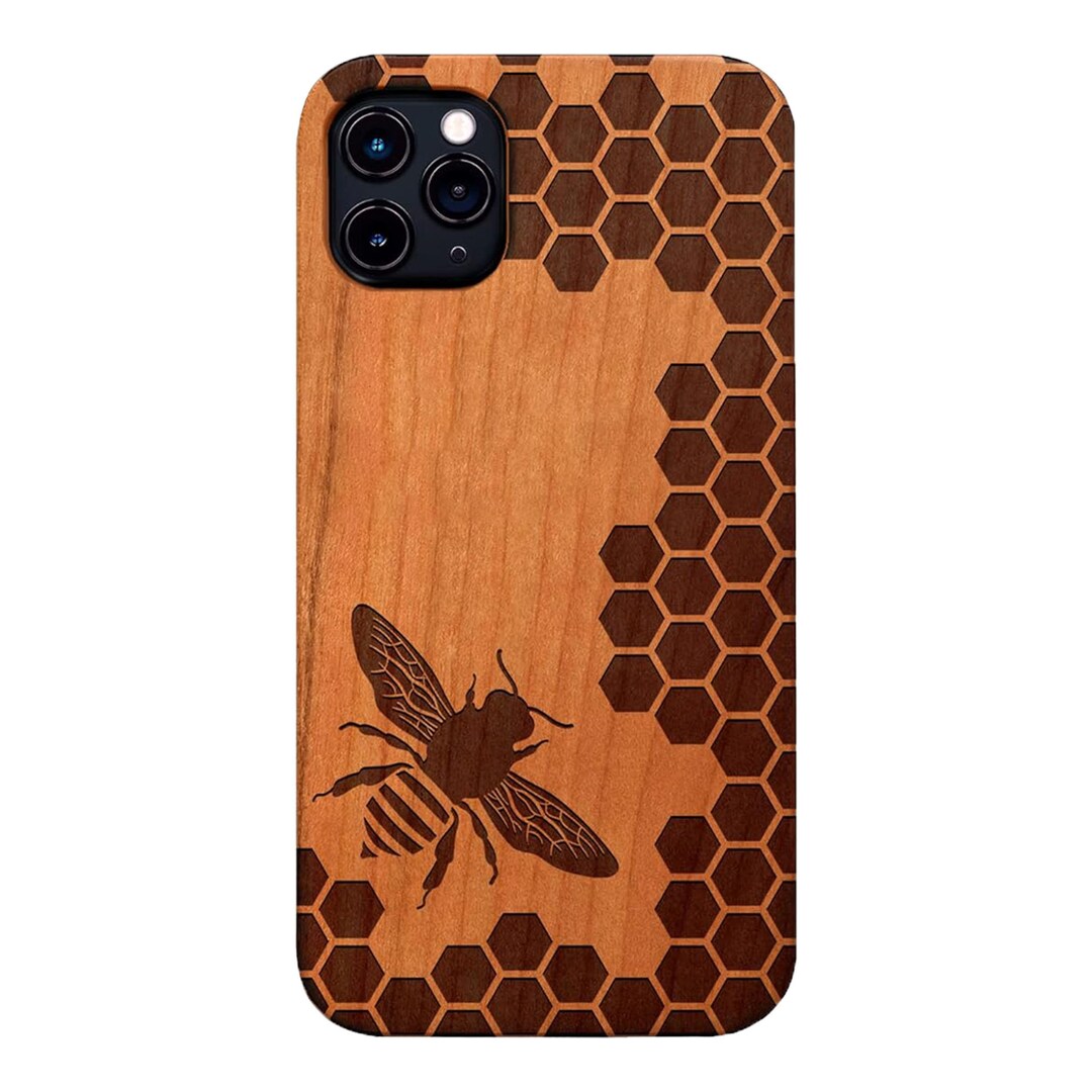Bee Wood Phone Case for iPhone Models and Samsung Phones | Honeycomb ...