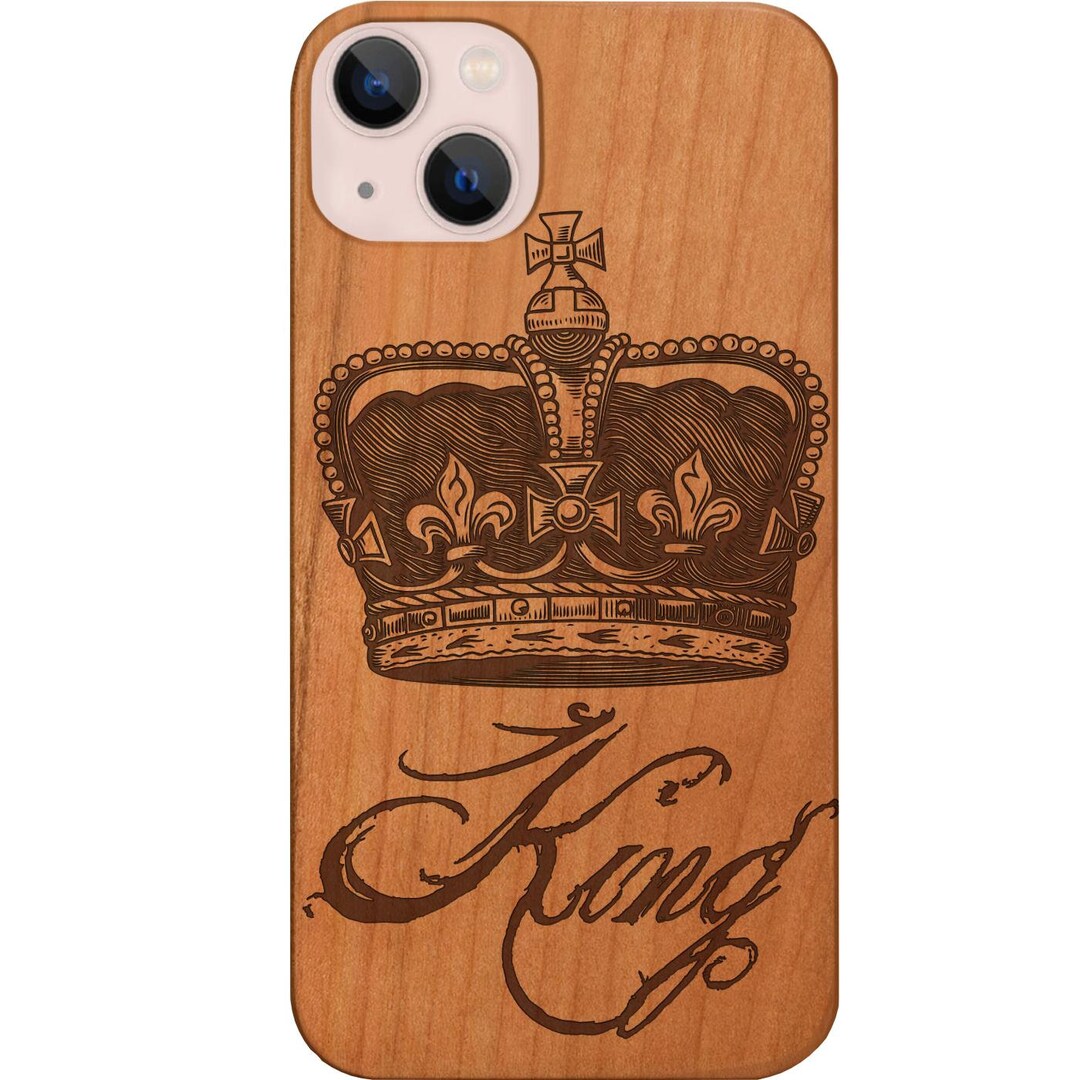 King Crown Engraved Wood Phone Case for iPhone Models and Samsung ...